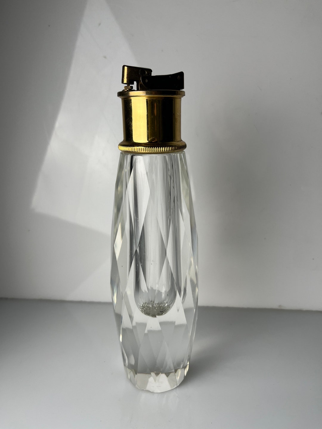 Vintage Tall Heavy Glass Brass Lighter - Etsy