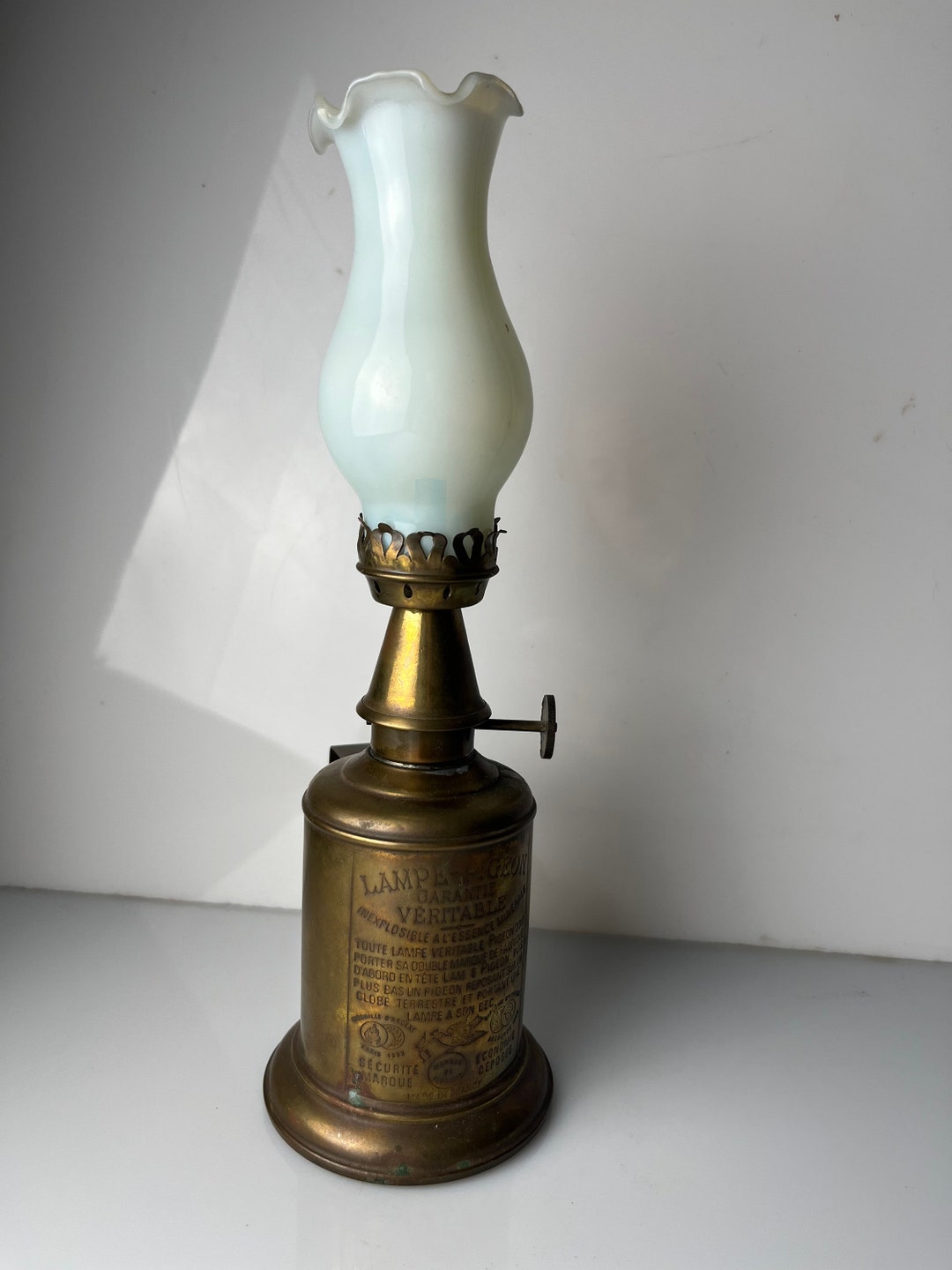 Vintage Antique French Lampe Pigeon Oil Lamp With Milk Glass - Etsy