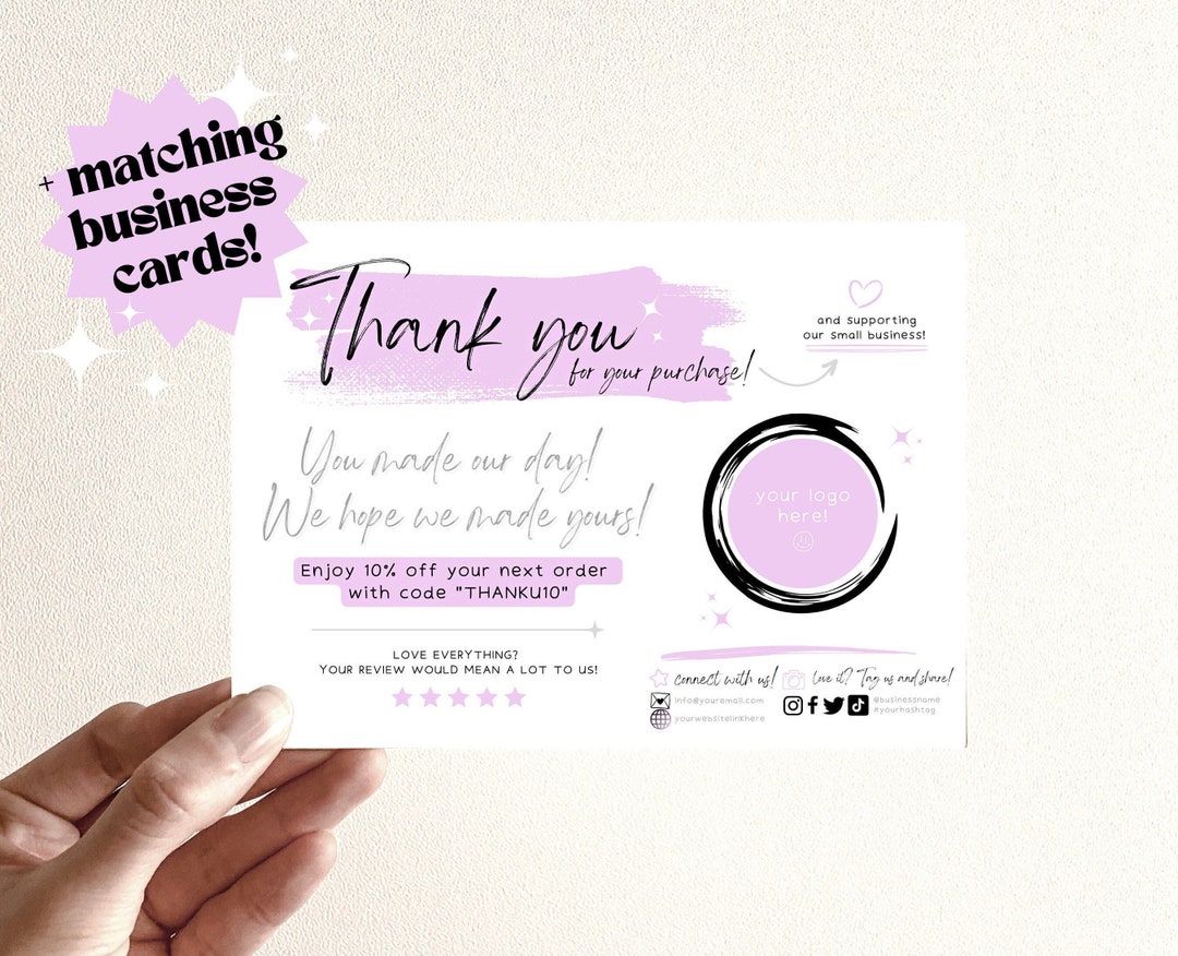 Digital Thank You Cards Small Business Template Bundle Business Cards ...