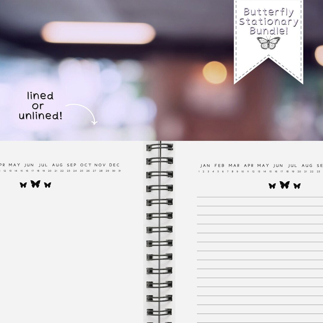 Printable Butterfly Stationary Template Bundle Journal Page Daily ...