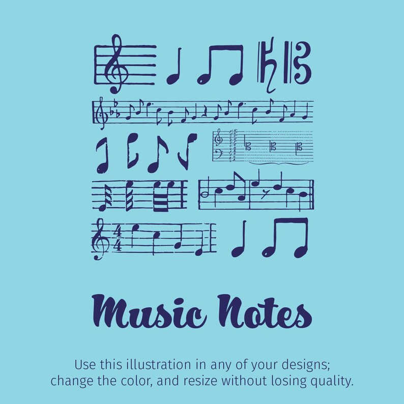Music Notes Illustration Vector Graphic: (digital Download), Jpg Eps ...