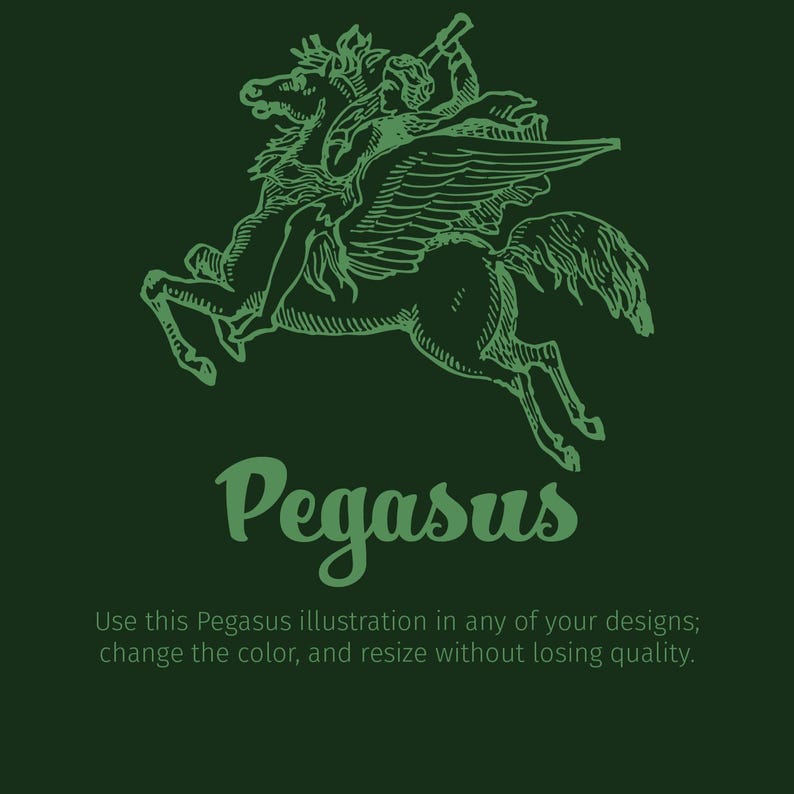 Pegasus Vector Graphic - Jpg Eps Svg Png - Illustration - Etching Style ...