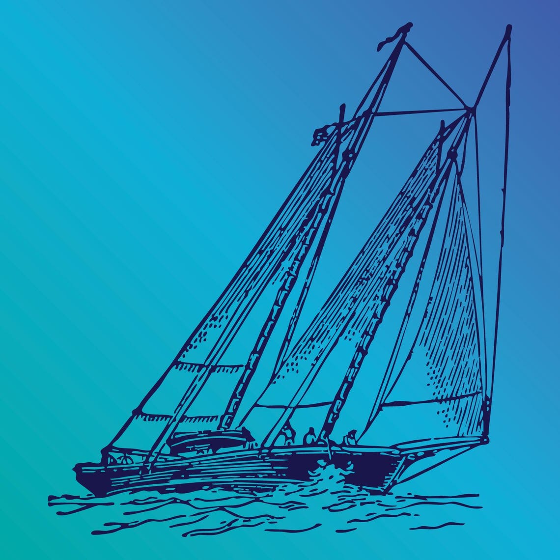 Sail Boat Vector Graphic - Jpg Eps Svg Png - Illustration - Etching ...