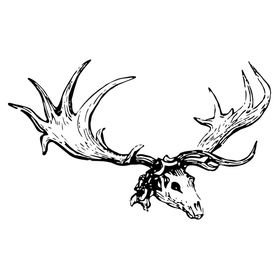 Elk Skull JPG EPS Vector Graphic - Woodcut Style Art - Vintage ...