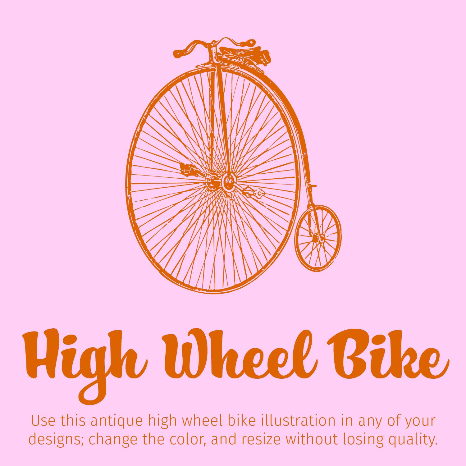 High Wheel Bike Vector Graphic - Jpg Eps Svg Png - Illustration ...