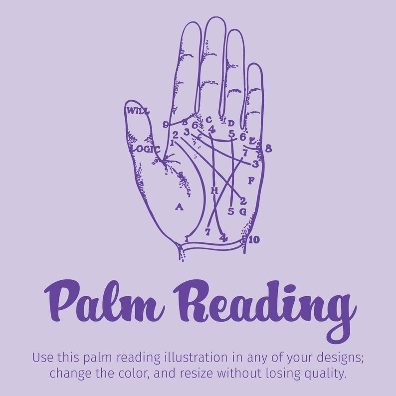 Palm Reading Hand Vector Graphic: Vintage Etching Style (digital ...