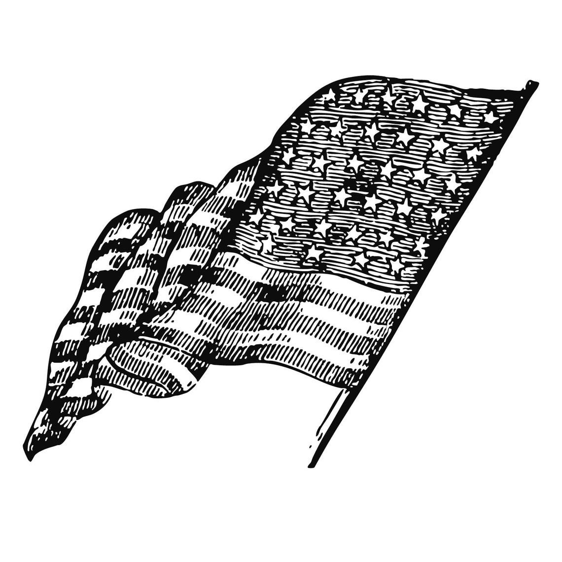 America Flag Vector Graphic - Jpg Eps Svg Png - Illustration - Etching ...