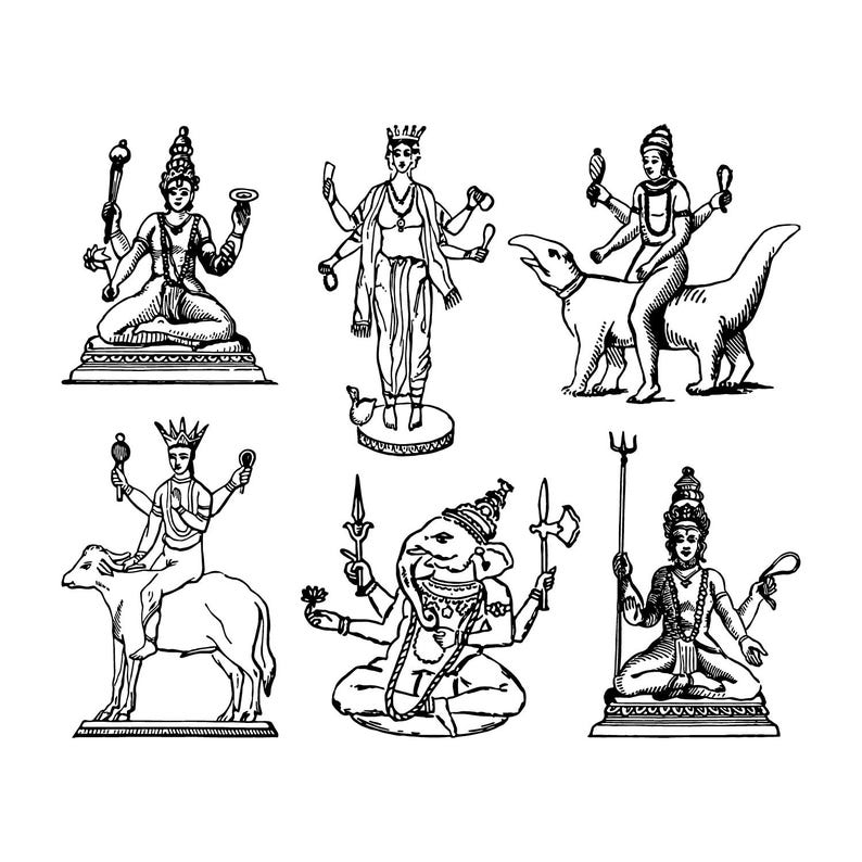 Hindu Deities Illustration Vector Graphic: (digital Download), Jpg Eps ...