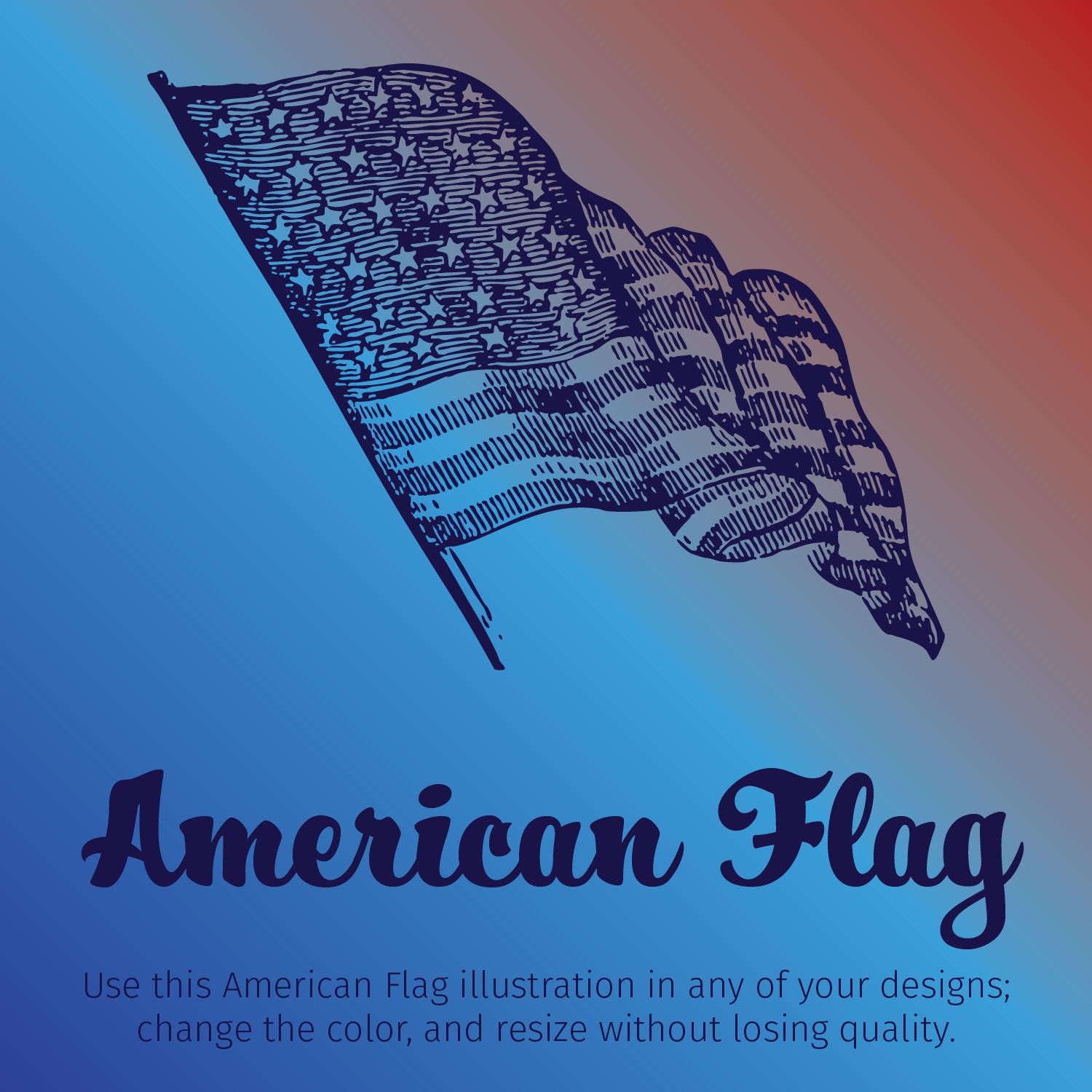 America Flag Vector Graphic - Jpg Eps Svg Png - Illustration - Etching ...