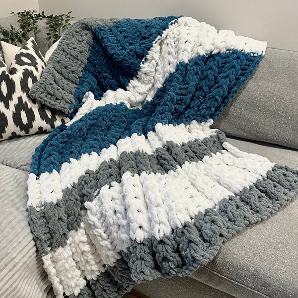 Hand Knit Throw - Etsy