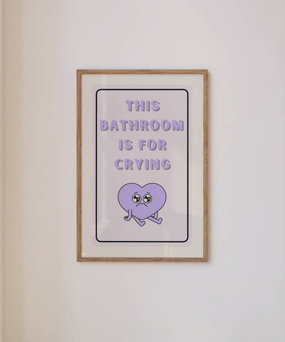 Trendy Wall Art Print Retro Poster Crying Bathroom Heart Modern ...