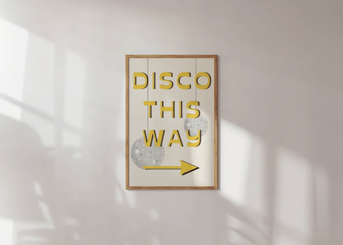 Trendy Wall Art Print Retro Poster Disco This Way Modern Illustration ...