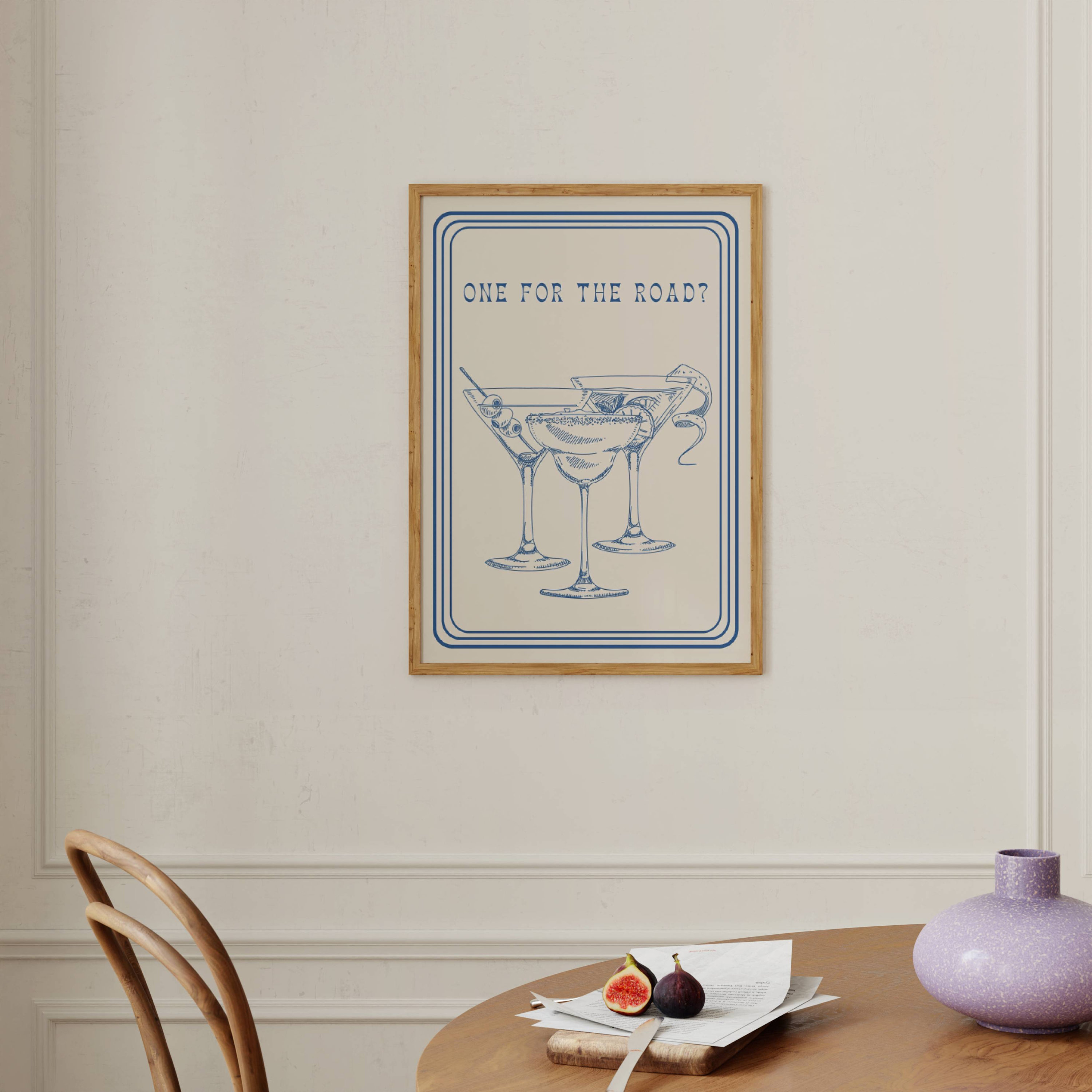 Trendy Wall Art Print Blue Retro Poster One for the Road Bar - Etsy