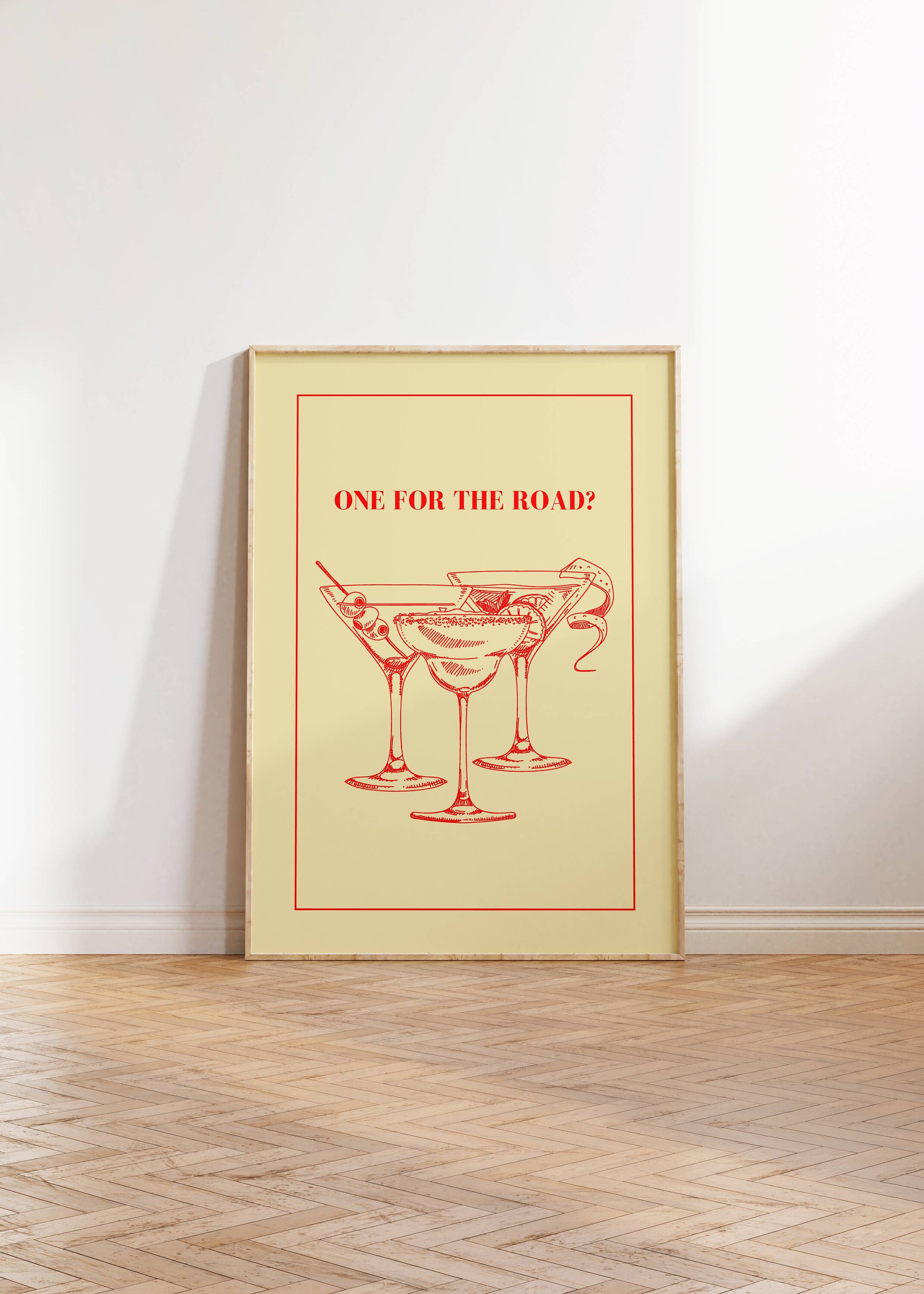 Trendy Wall Art Print Retro Poster One for the Road Bar Cart Modern ...