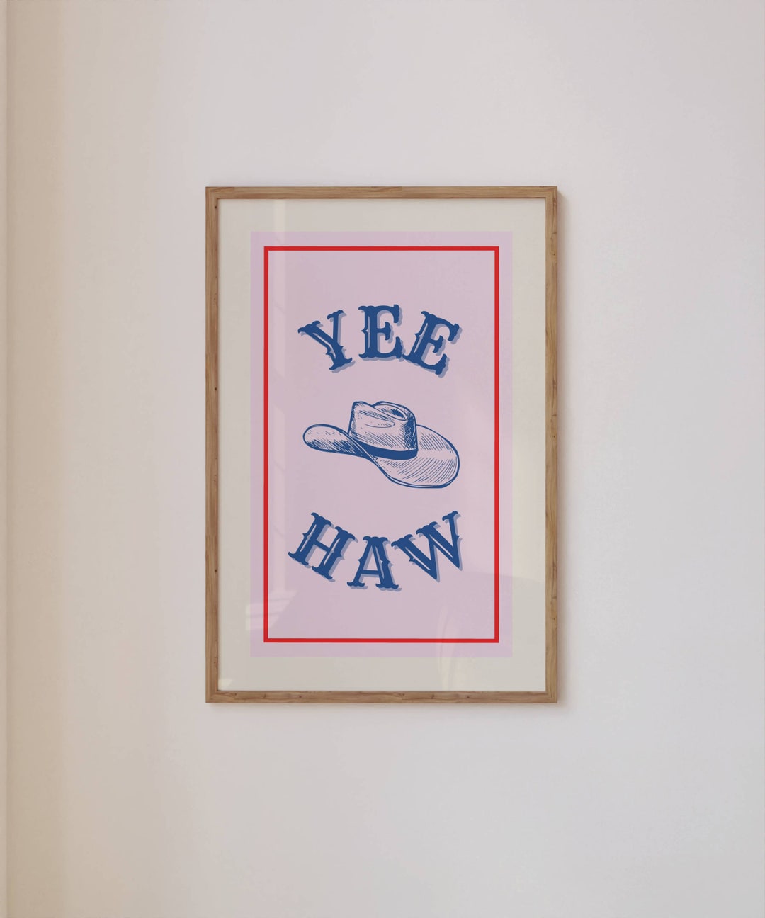 Trendy Wall Art Print Retro Poster Yeehaw Cowboy Hat Modern ...