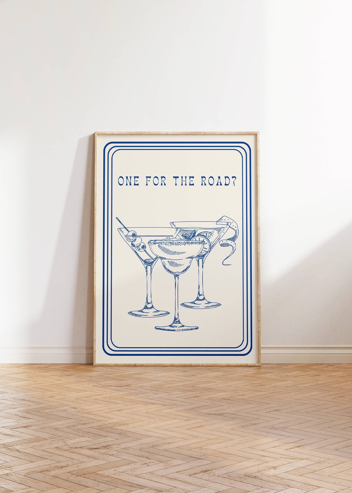 Trendy Wall Art Print Blue Retro Poster One for the Road Bar - Etsy