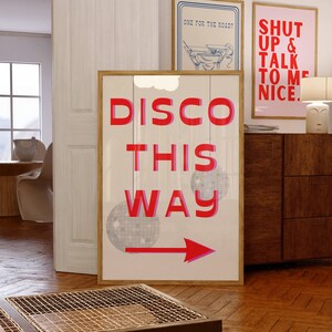 Trendy Wall Art Print Retro Poster Disco This Way Modern Illustration ...