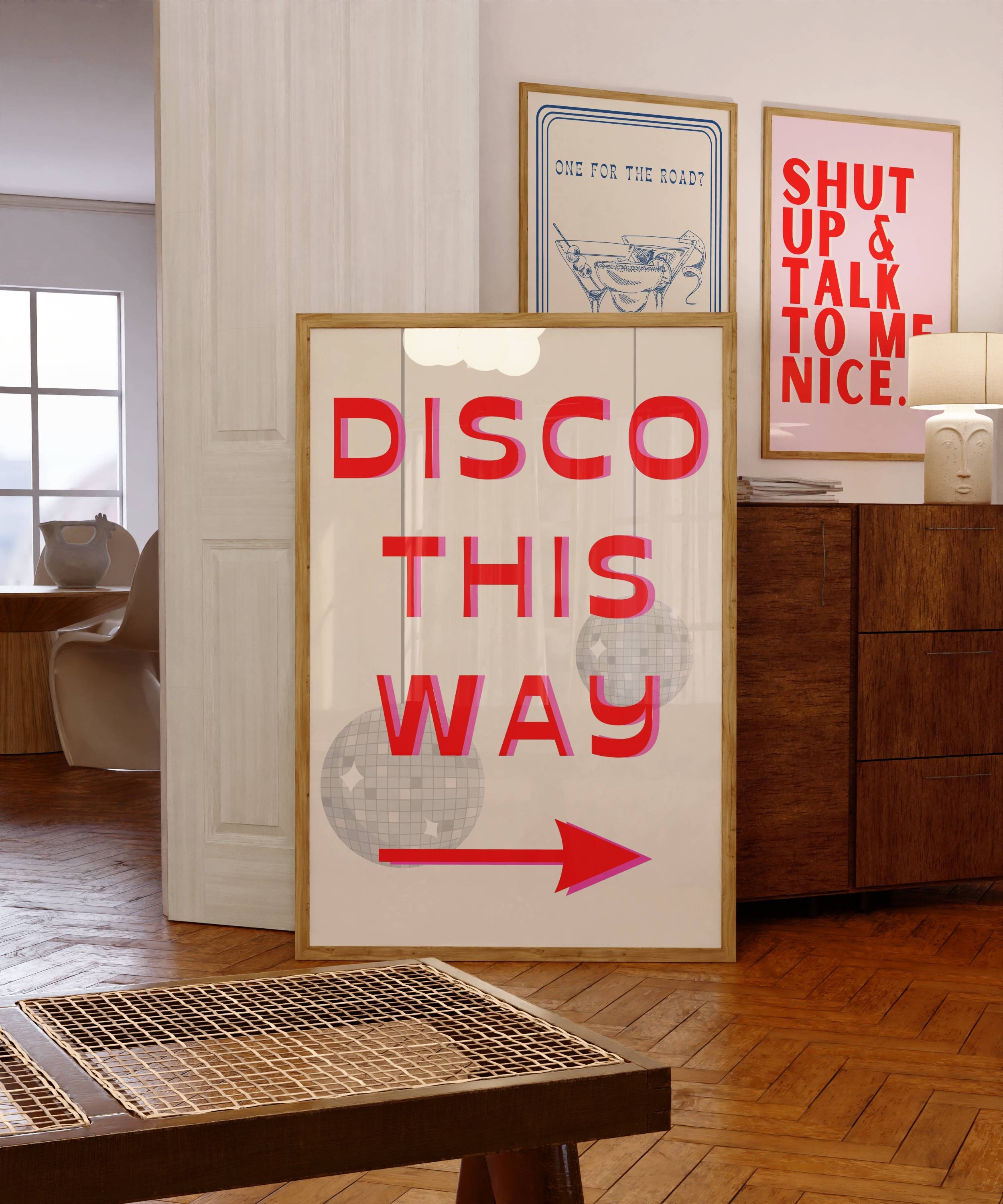 Trendy Wall Art Print Retro Poster Disco This Way Modern Illustration ...