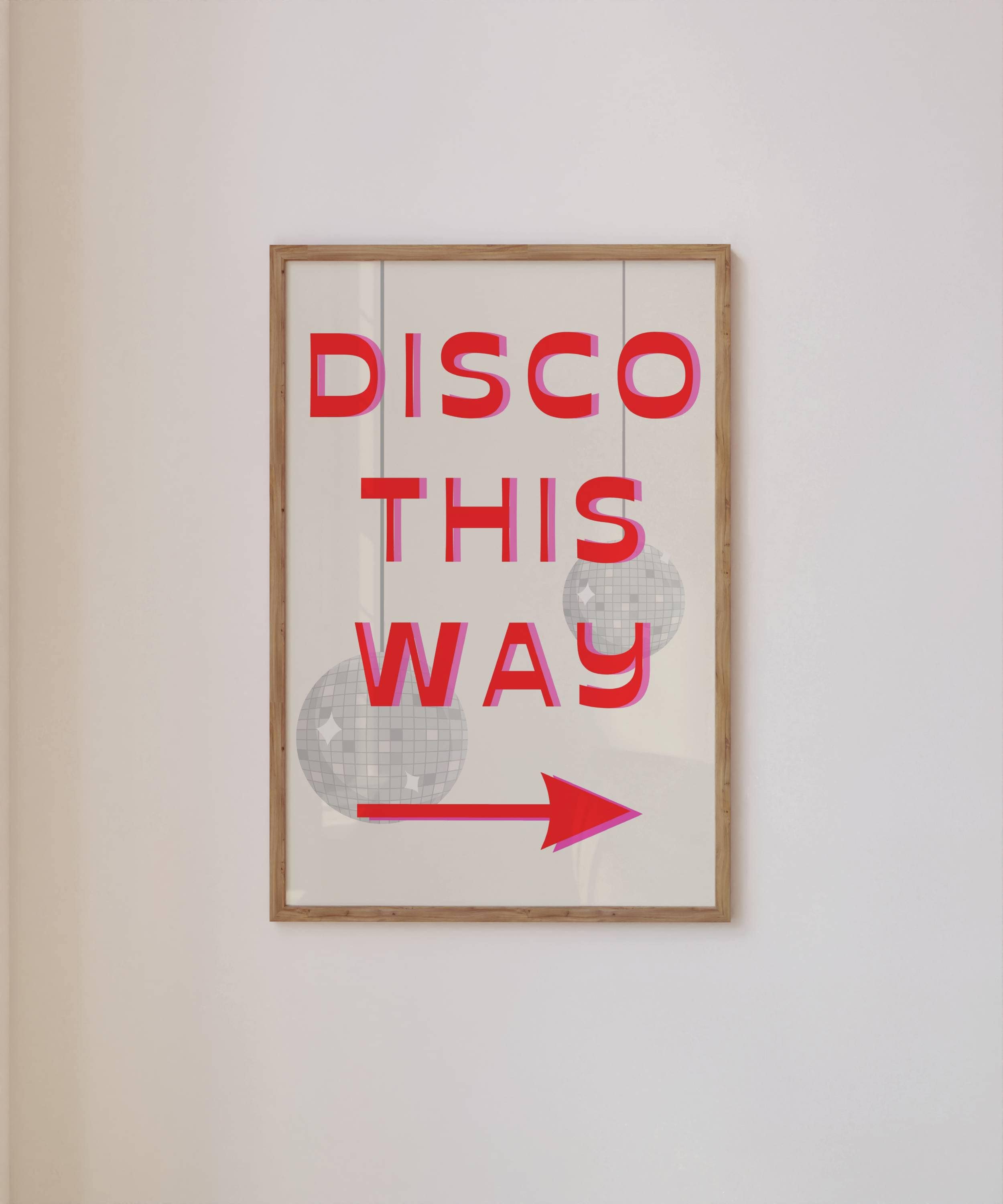 Trendy Wall Art Print Retro Poster Disco This Way Modern Illustration ...