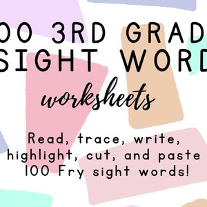 100 Printable 3rd Grade Fry Sight Word Worksheets! - Etsy