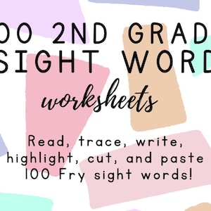 100 Printable 2nd Grade Fry Sight Word Worksheets! - Etsy