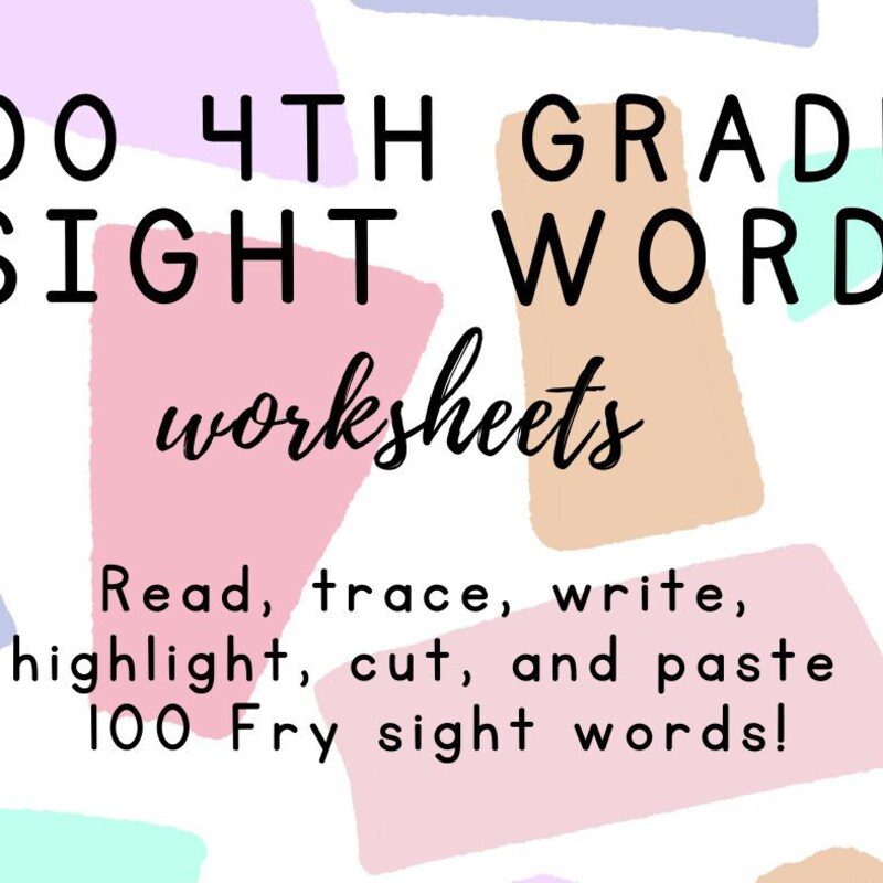 4th Grade Sight Words - Etsy