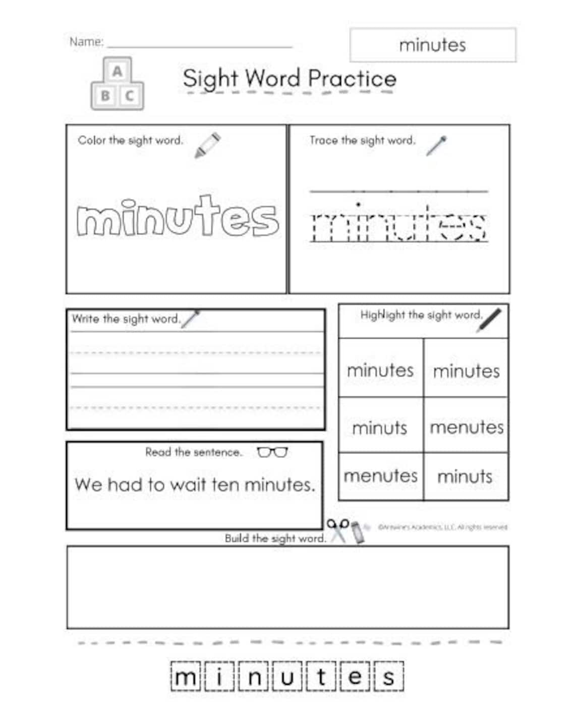 100 Printable 4th Grade Fry Sight Word Worksheets! - Etsy