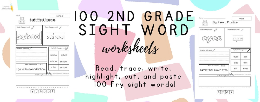 100 Printable 2nd Grade Fry Sight Word Worksheets! - Etsy