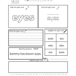 100 Printable 2nd Grade Fry Sight Word Worksheets! - Etsy
