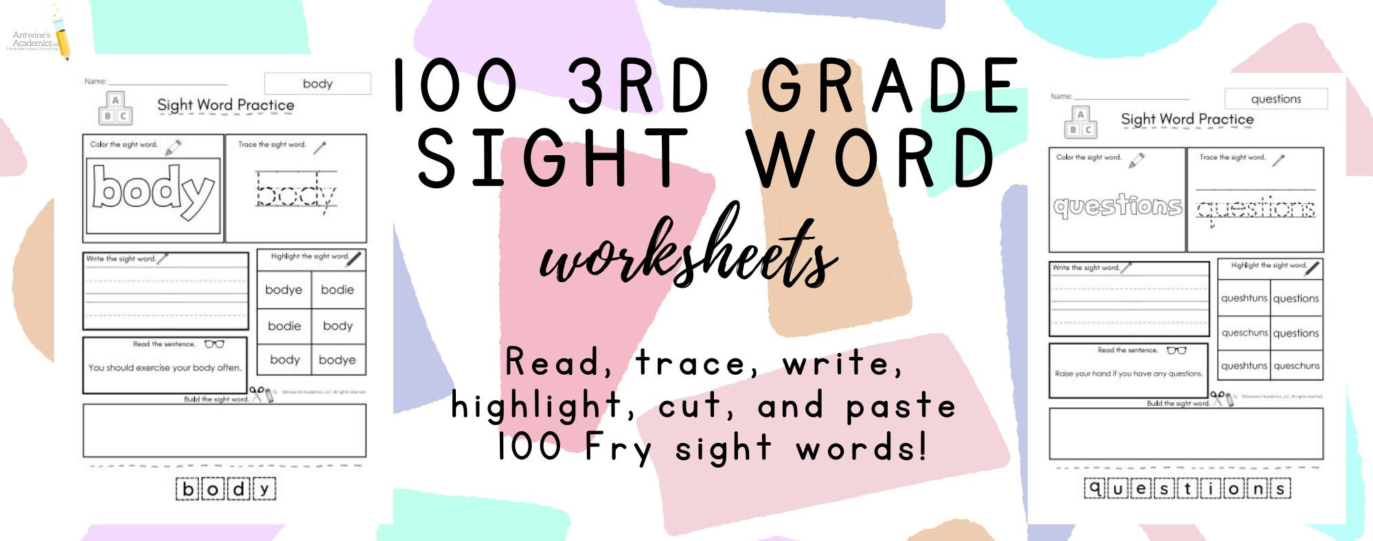 100 Printable 3rd Grade Fry Sight Word Worksheets! - Etsy