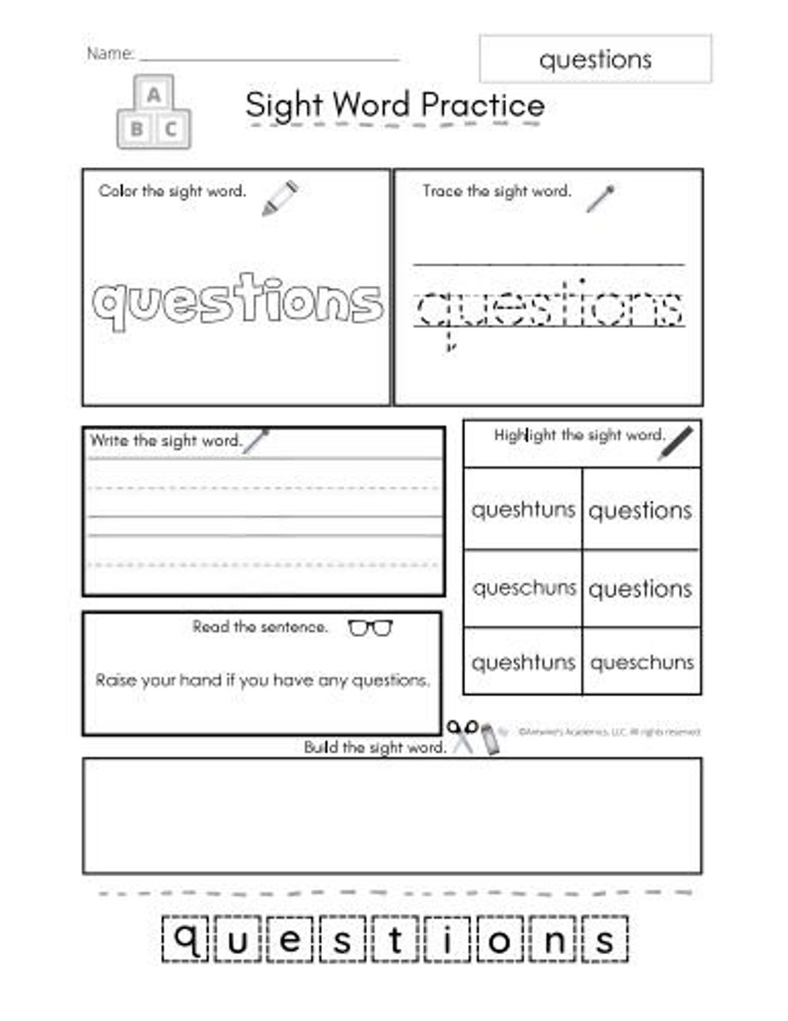 100 Printable 3rd Grade Fry Sight Word Worksheets! - Etsy