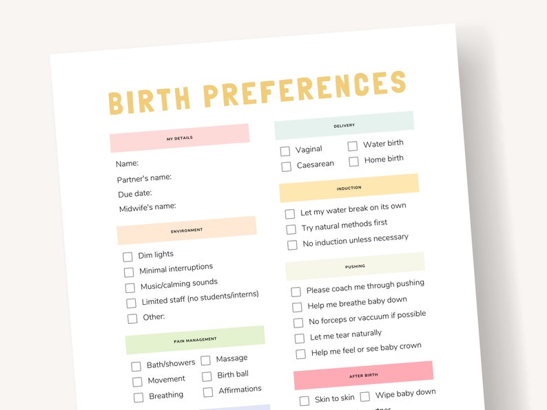 Plantilla de plan de parto imprimible / Plantilla editable en Canva ...
