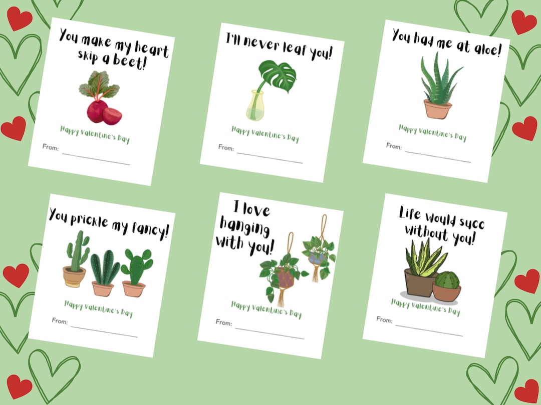 Printable Valentine's Cards | Plant Puns | Valentine Cards | Cards for ...