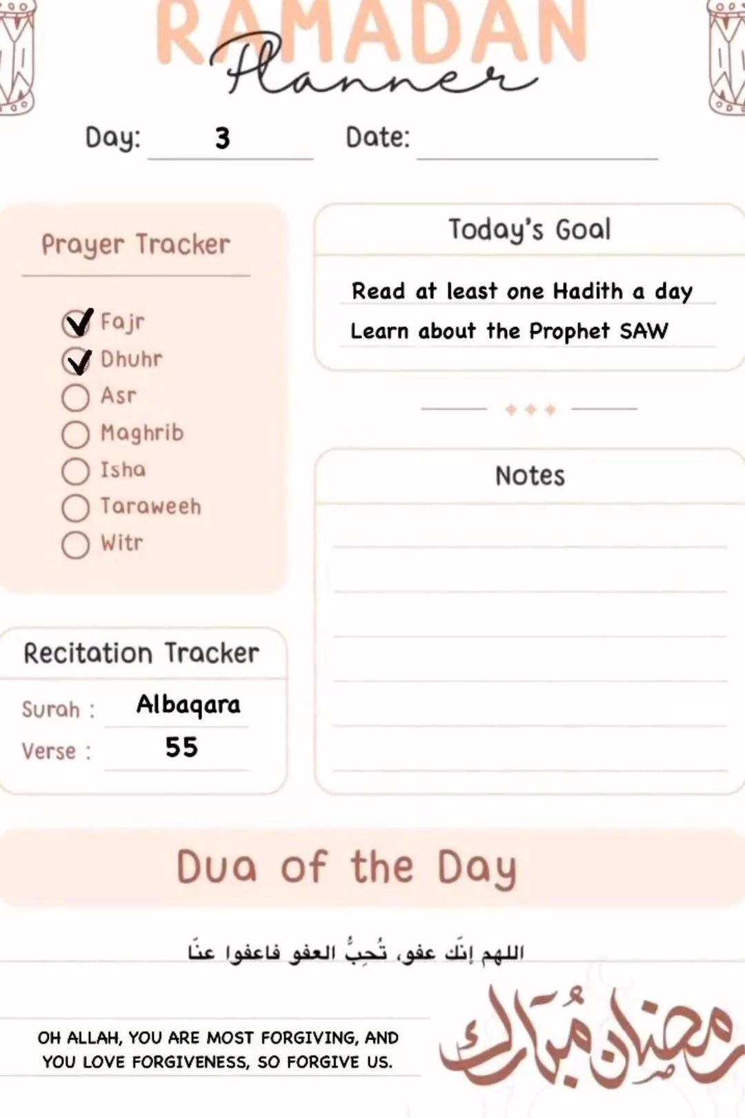 Ramadan Planner Ramadan Gift Diary Ramadan Checklist & Planner Ramadan ...