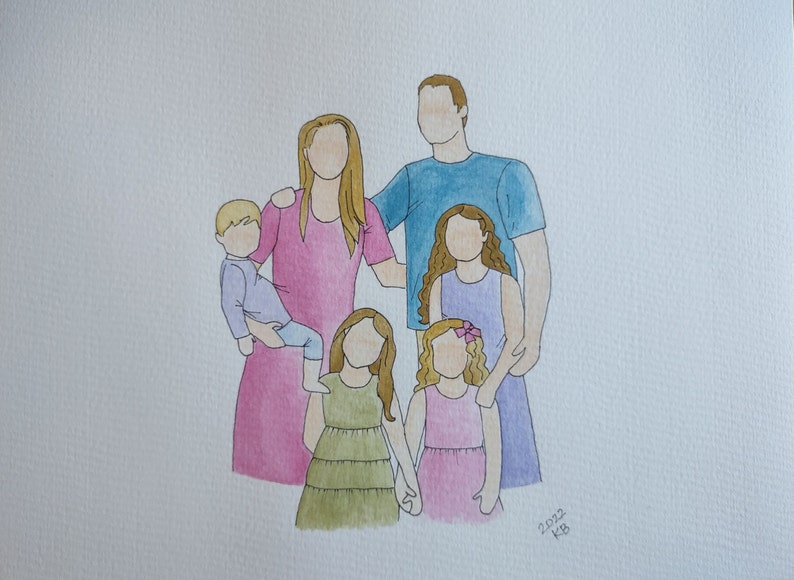 Faceless People Hand Painted Watercolor Family Portrait From Photo - Etsy