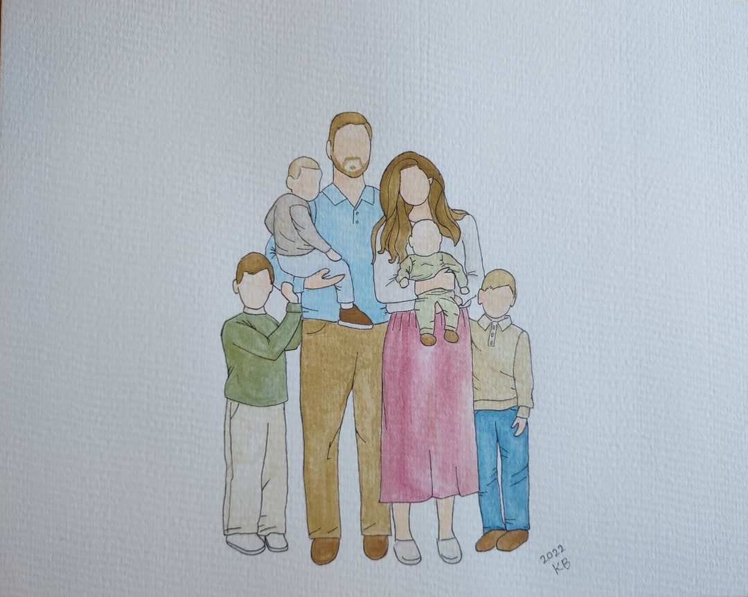 Faceless People Hand Painted Watercolor Family Portrait From Photo - Etsy