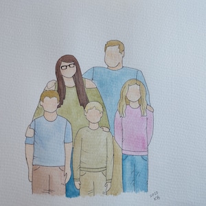 Faceless People Hand Painted Watercolor Family Portrait From Photo - Etsy