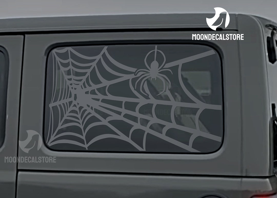 Fits 2018-2026 Jeep Wrangler 4 Door JLU Quarter Window Spider Web Decal ...
