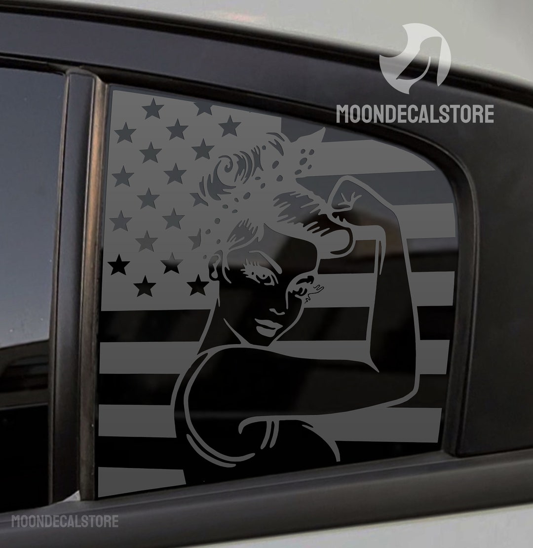 Fits 2011-2023 Dodge Charger Quarter Window Girl Power American Flag ...