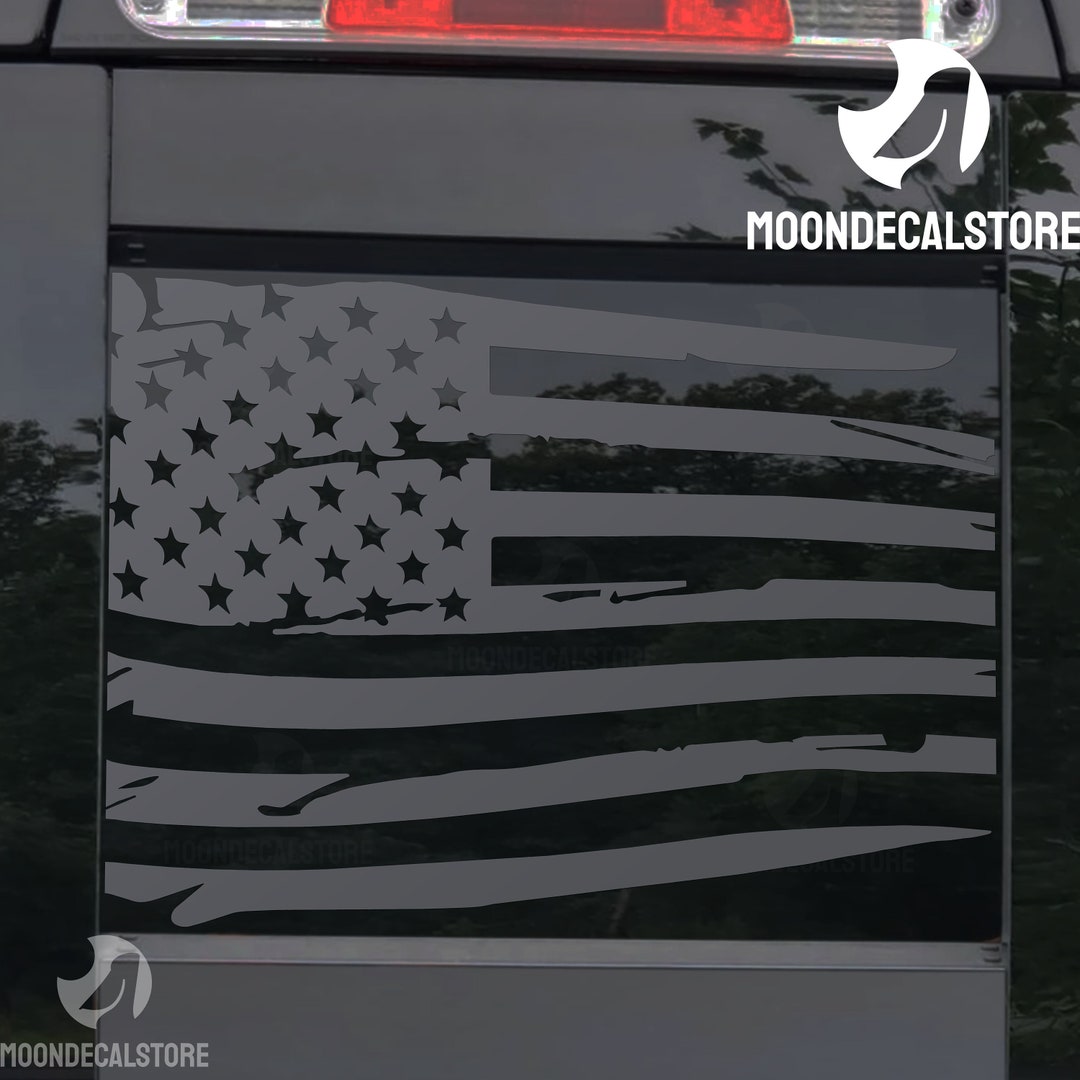 Fits 2009-2026 Dodge RAM Back Middle Window Distressed American Flag ...
