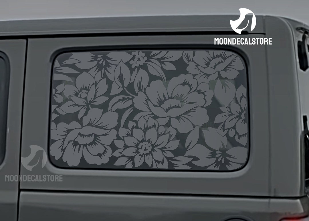 Fits 2018-2025 Jeep Wrangler 4 Door JLU Quarter Window Flowers Floral ...