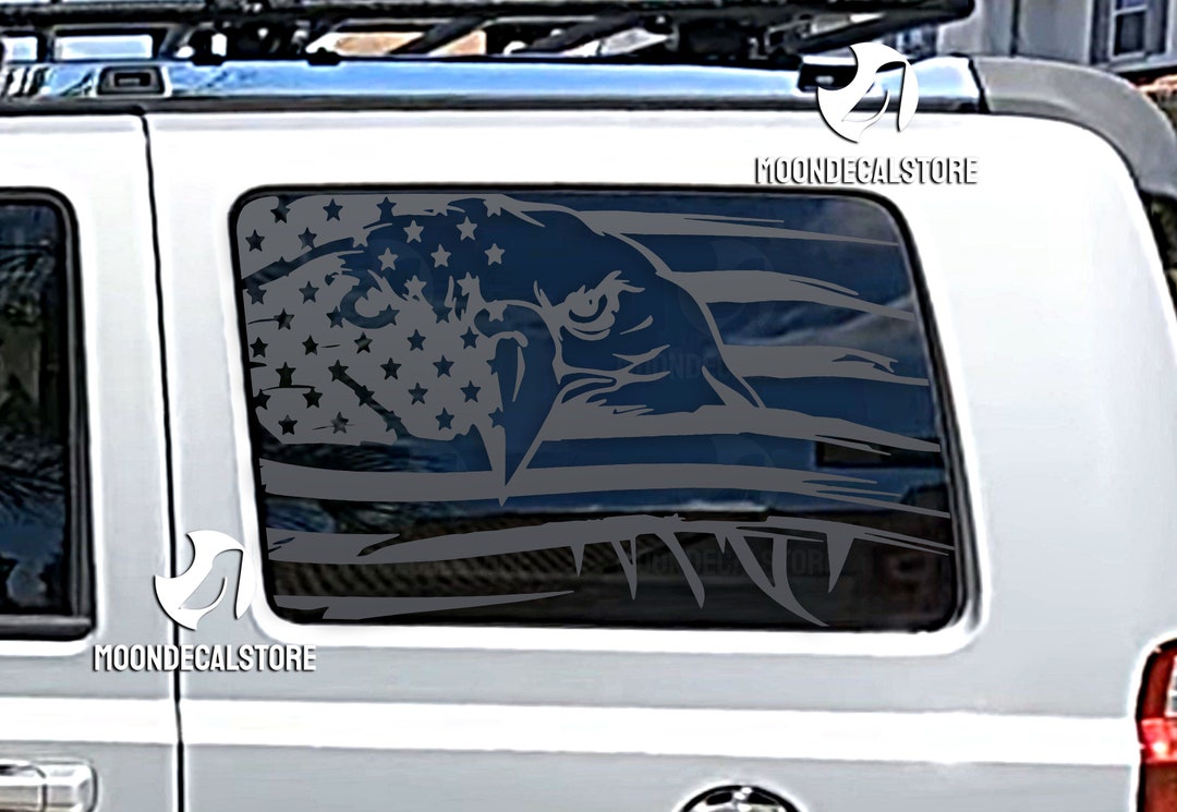 Fits 2005-2010 Jeep Commander Quarter Window Distressed American Flag ...