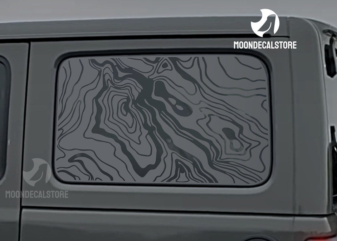 Fits 2018-2025 Jeep Wrangler 4 Door JLU Quarter Window Topographic Map ...