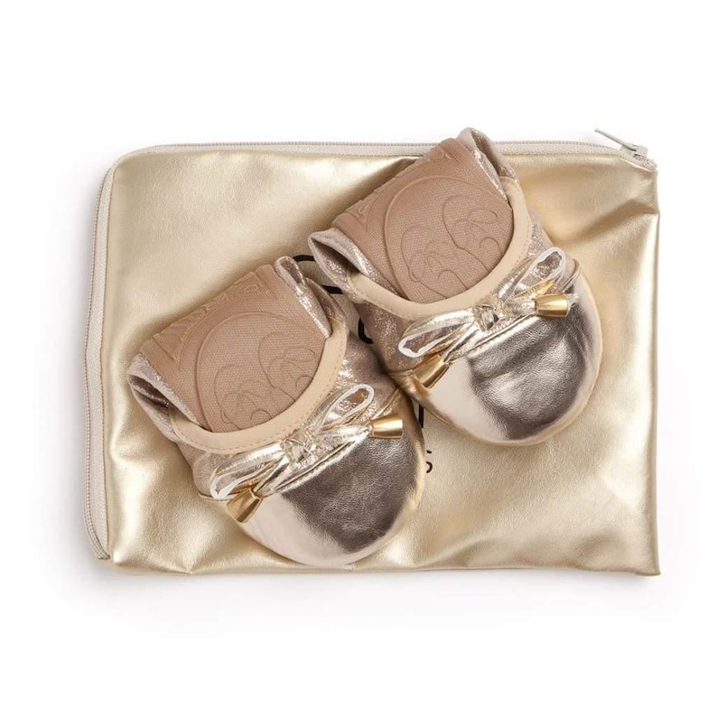 Gold Flower Girl Ballet Flats: Mary Jane Shoes With Bow - Etsy