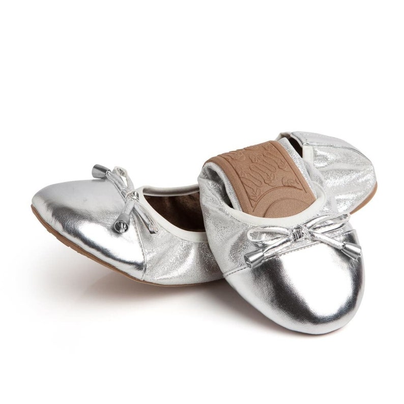 Talaria Flats Silver Luxury Foldable Ballet Flatswedding - Etsy