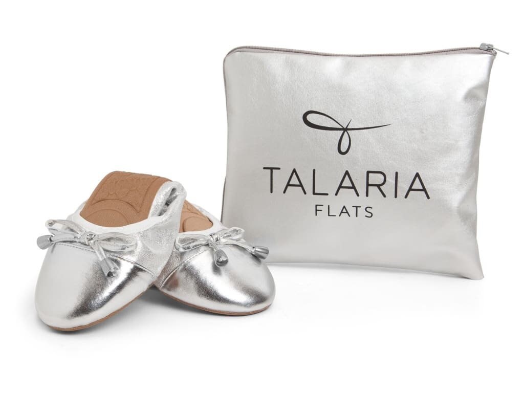 Talaria Flats Silver Luxury Foldable Ballet Flats,wedding Ballet Flats ...