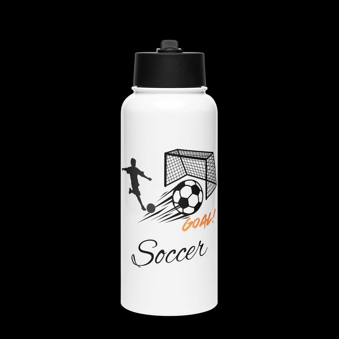 The "soccer-themed" Stainless Steel Water Bottle With Straw Lid Game ...