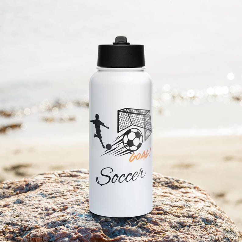 The "soccer-themed" Stainless Steel Water Bottle With Straw Lid Game ...