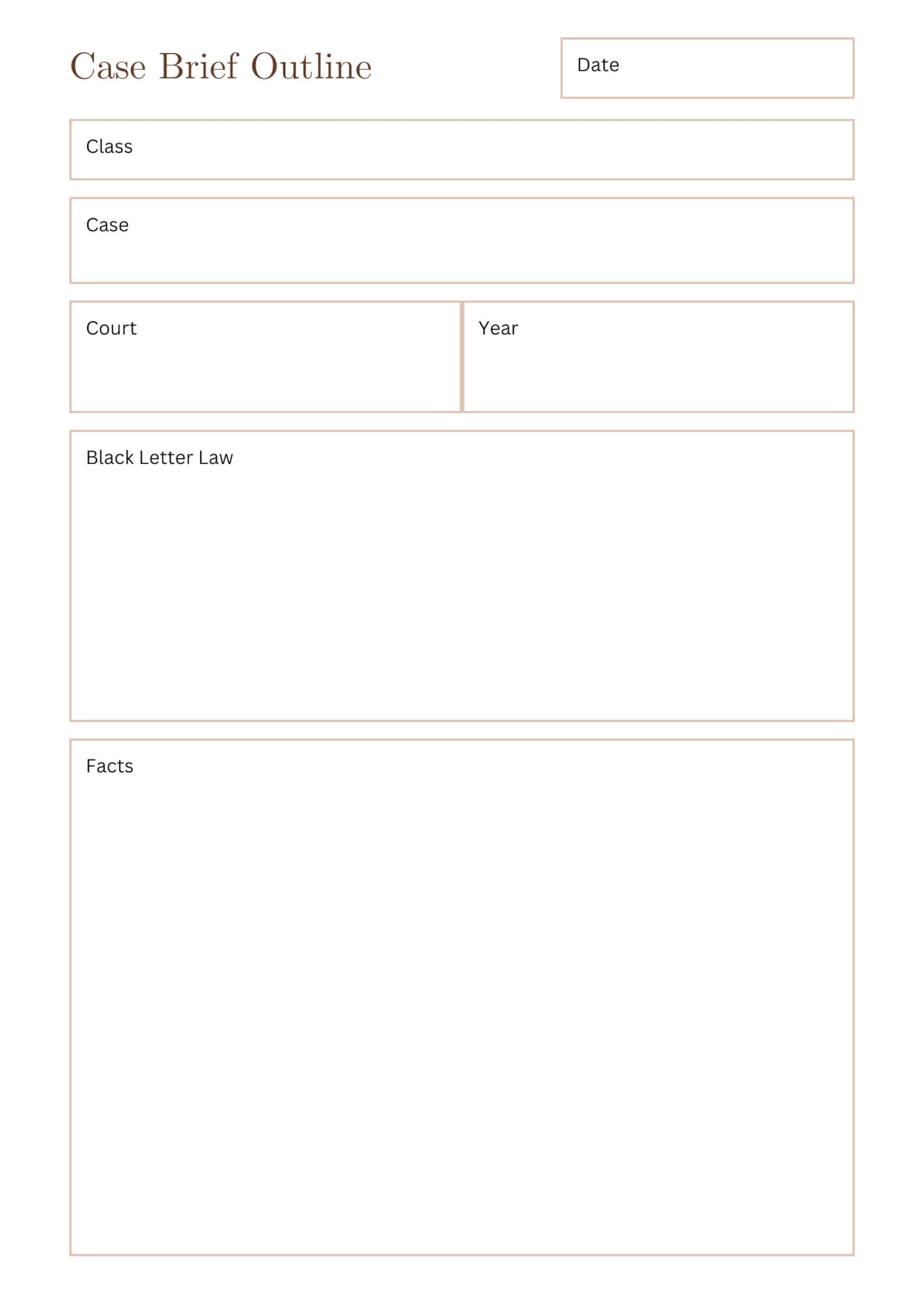 Law School Case Brief Outline PDF TEMPLATE / Law Student Case Outline ...