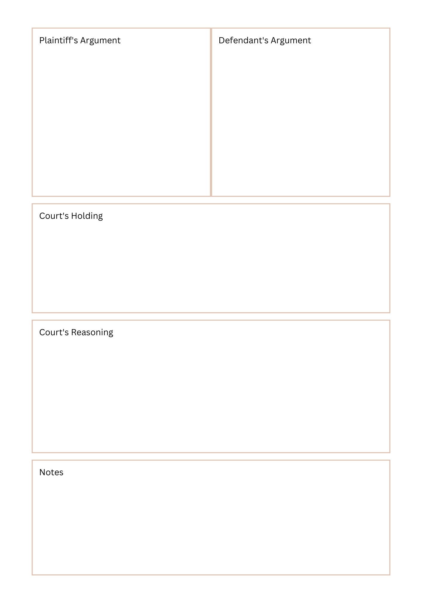 Law School Case Brief Outline PDF TEMPLATE / Law Student Case Outline ...